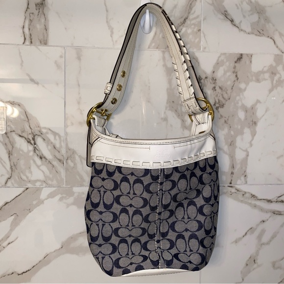 Coach | Bags | Vintage Coach Bleeker Leather And Denim Signature ...